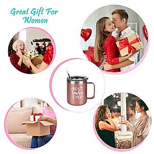 Qtencas Teacher Gifts, Best Teacher Ever Coffee Mug, Thank You Appreciation Gifts for Teachers Women on Birthday Christmas, 12 Oz Stainless Steel Travel Mug, Rose Gold