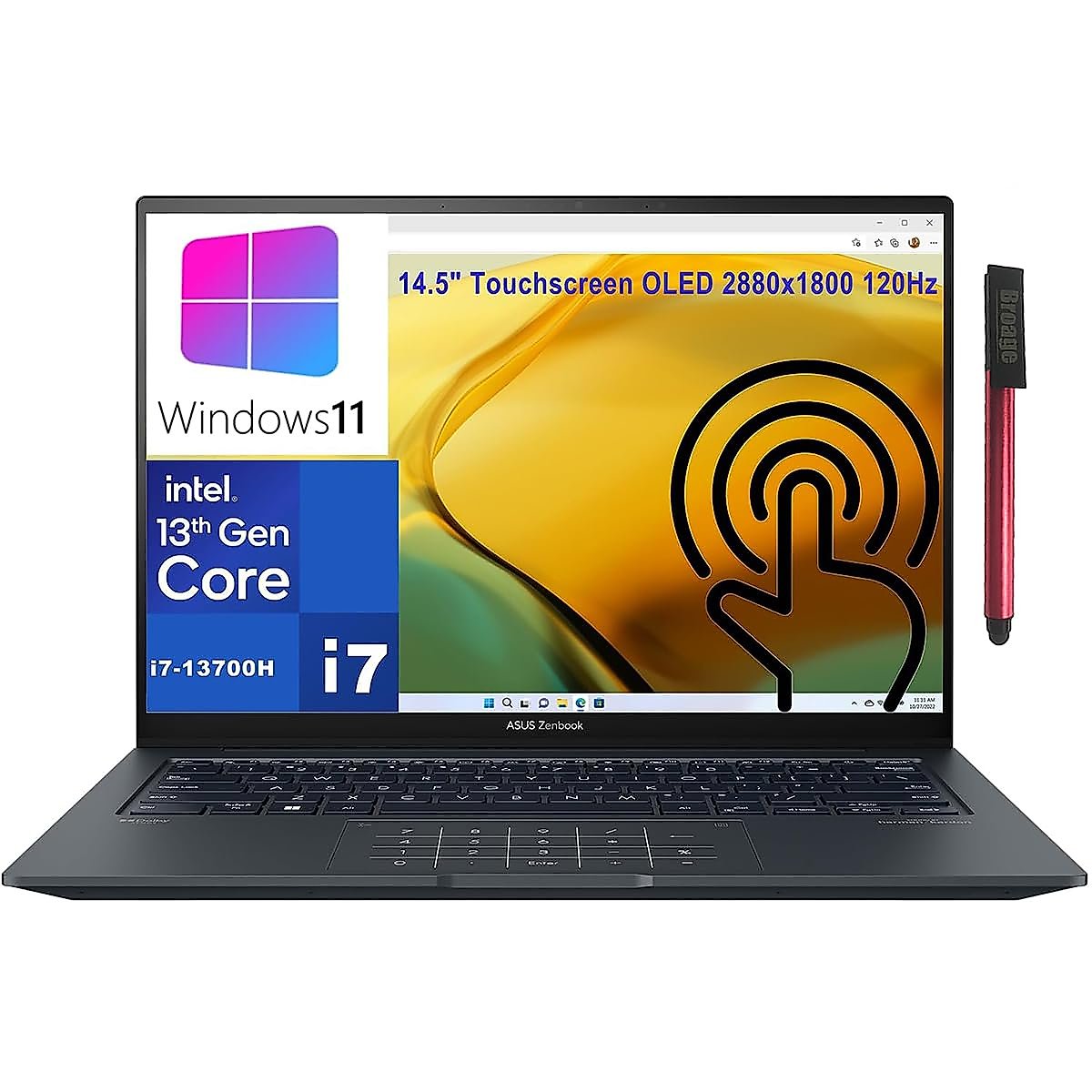 ASUS 2023 Zenbook 14X 14.5 2.8K Touchscreen 120Hz OLED Laptop Computer, 13th Gen Intel 14-Core i7-13700H, 16GB LPDDR5 RAM, 512GB PCIe SSD, WiFi 6E, Bluetooth 5.3, Backlit Keyboard, Windows 11