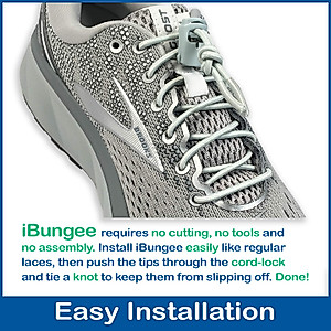IBUNGEE LACES (Elastic No Tie Shoelaces (Light Gray, 22-Inch)