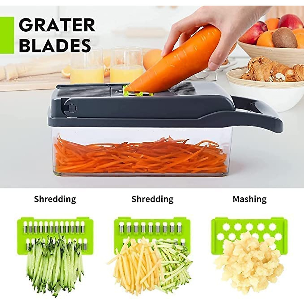 Vegetable Chopper 12 in 1 Slicer Dicer Food Chopper for Kitchen, Onion Fruits & Vegetable Cutter, Cheese Grater Shredder, Mandoline Slicer Veggie Chopper with Egg Separator & Storage Container