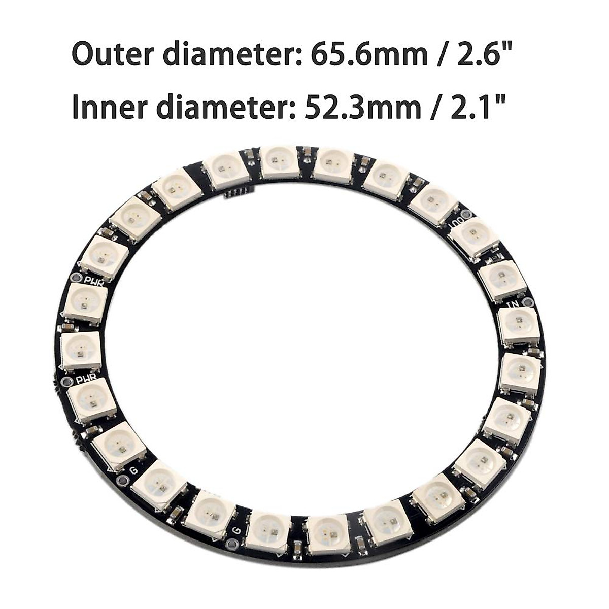 DIYmall 24 Bits RGB LED Rings 24 X WS2812B 5050 Lamp Light with Integrated Drivers, Addressable Full Color Lights for Arduino Raspberry Pi ESP32 (Pack of 5pcs)