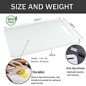 Palaxe Plastic Cutting Boards pro Non-slip with Silicon Feet, Dishwasher Safe Chopping Boards, Grip Handle, Rubber, Easy to Clean for Kitchen, family, Outdoors (White B)