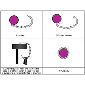 FOME Handbag Hanger, Set of 3 Foldable Purse Hook Purse Table Hook Holder Flower and Tree Pattern Bag Hanger Hook 3.54x1.77in Mixed Color