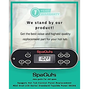 Spaguts Hot Tub Control Panel Replacement, Mini Oval LCD Serial Standard Topside Panel 50286, with 10ft Cord