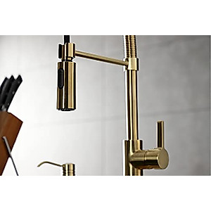 Kingston Brass LS8773CTL Continental Pre-Rinse Kitchen Faucet, Brushed Brass