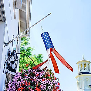 Boao 2 Pieces 24 Inch American Flag Windsock US Stars and Stripes Hanging Decoration Windsock Waterproof Material for 4th of July Patriotic Day Outdoor Hangings