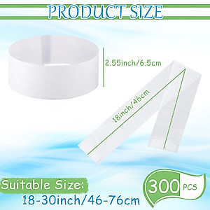 Juinte 300 Pcs Disposable Spa Facial Headbands Stretch Non Woven Spa Headbands Elastic Skincare Head Wraps Soft Skin Care Hair Band with Convenient Closure for Women Girl Makeup Salon Supplies (White)