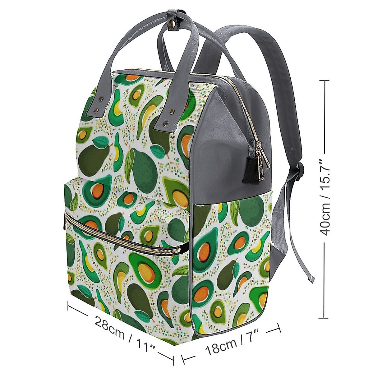 Avocado Trendy Diaper Bag Backpack Large Capacity Mommy Bags Multifunction Nappy Bag Travel Back Pack Gray-Style