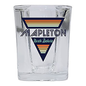 R and R Imports Mapleton North Dakota 2 Ounce Square Base Liquor Shot Glass Retro Design
