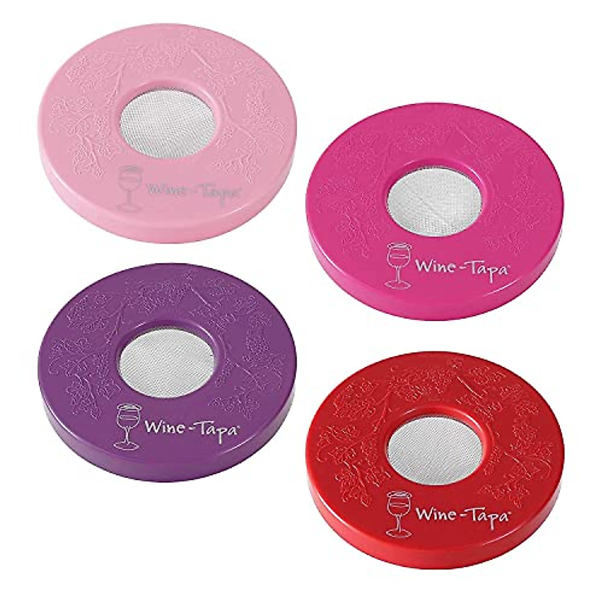 Wine Tapa Drinking Glass Covers- Keep Bugs Away from Wine Glasses Outdoors - Use as Cover for Coffee Mugs, Soda Cans, and Drinking Glasses, Set of 4 No Spill Drink Covers (Kissable)