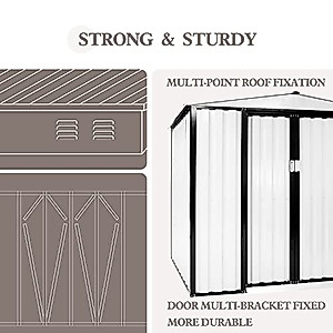 Patiomore 4×6 FT Outdoor Storage Shed Tool House Garden Steel Shed Walk-in (White)