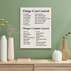 Mental Health Canvas Wall Art Poster Print Gift, Things I Can Control Painting Ready to Hang Home Therapy Office Decor (11.5" x 15")