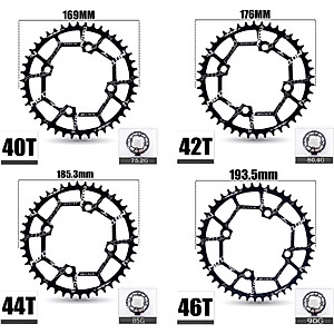 YBEKI 30T 32T 34T 36T 38T 40T 42T 44T 46T 48T 50T 52T Chainring 104BCD Round Oval Narrow Wide Single Bike Chainring for 8 9 10 11 Speed Mountain Bike Road Bike MTB BMX (black round, 34T)