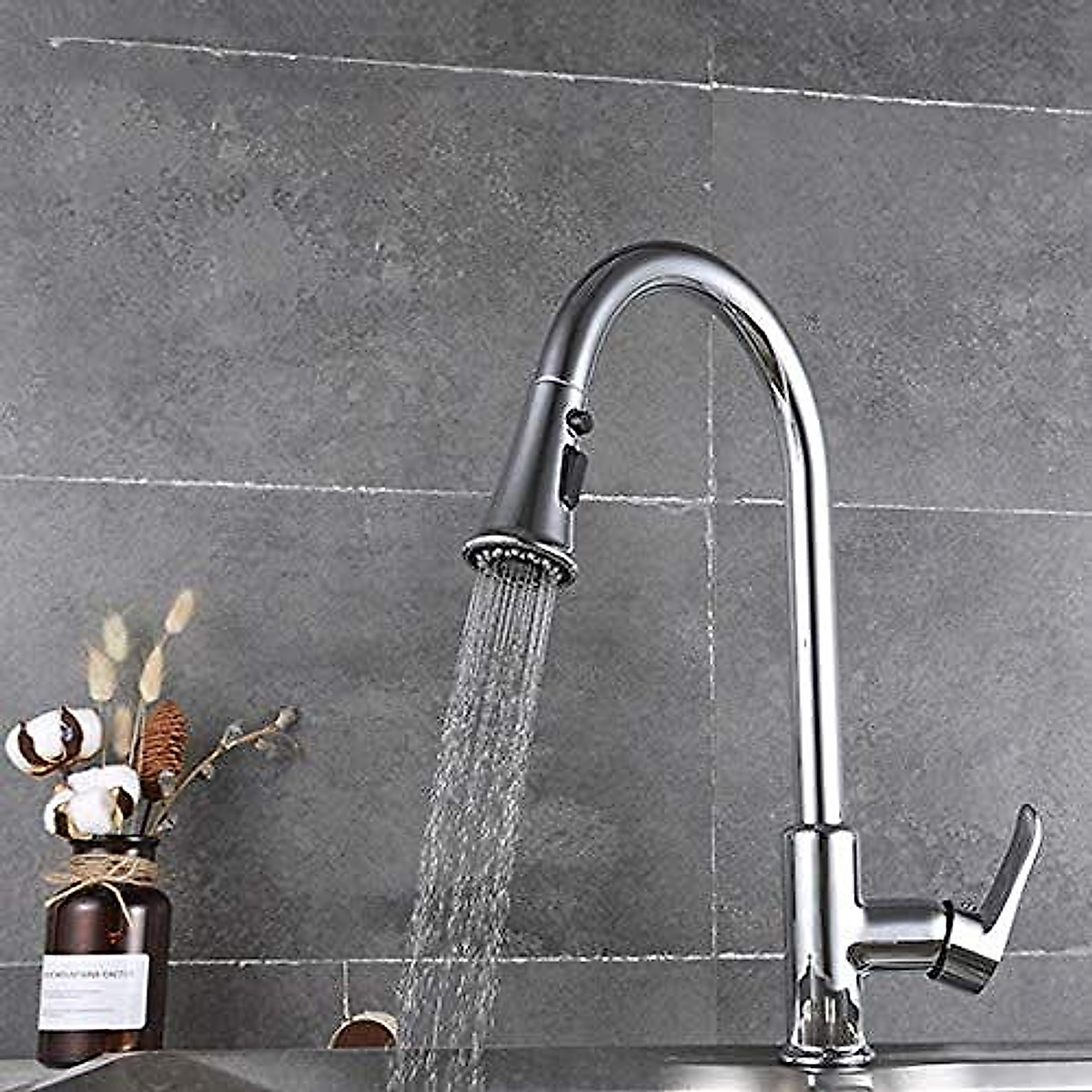 ShiSyan Y-LKUN Kitchen Vegetable Pot Taps Pull Type Rotate Faucet The Two Mode Nozzle Cold Heat Mixing Valve Sink Single Handle Water-tap