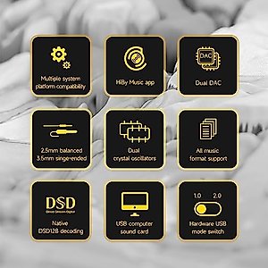 HiBy FD1 hi res USB c dac amp Portable dac Headphone amp Mini dac dongle with Balanced Headphone Output for iPhone/Android/iOS/Mac/Windows