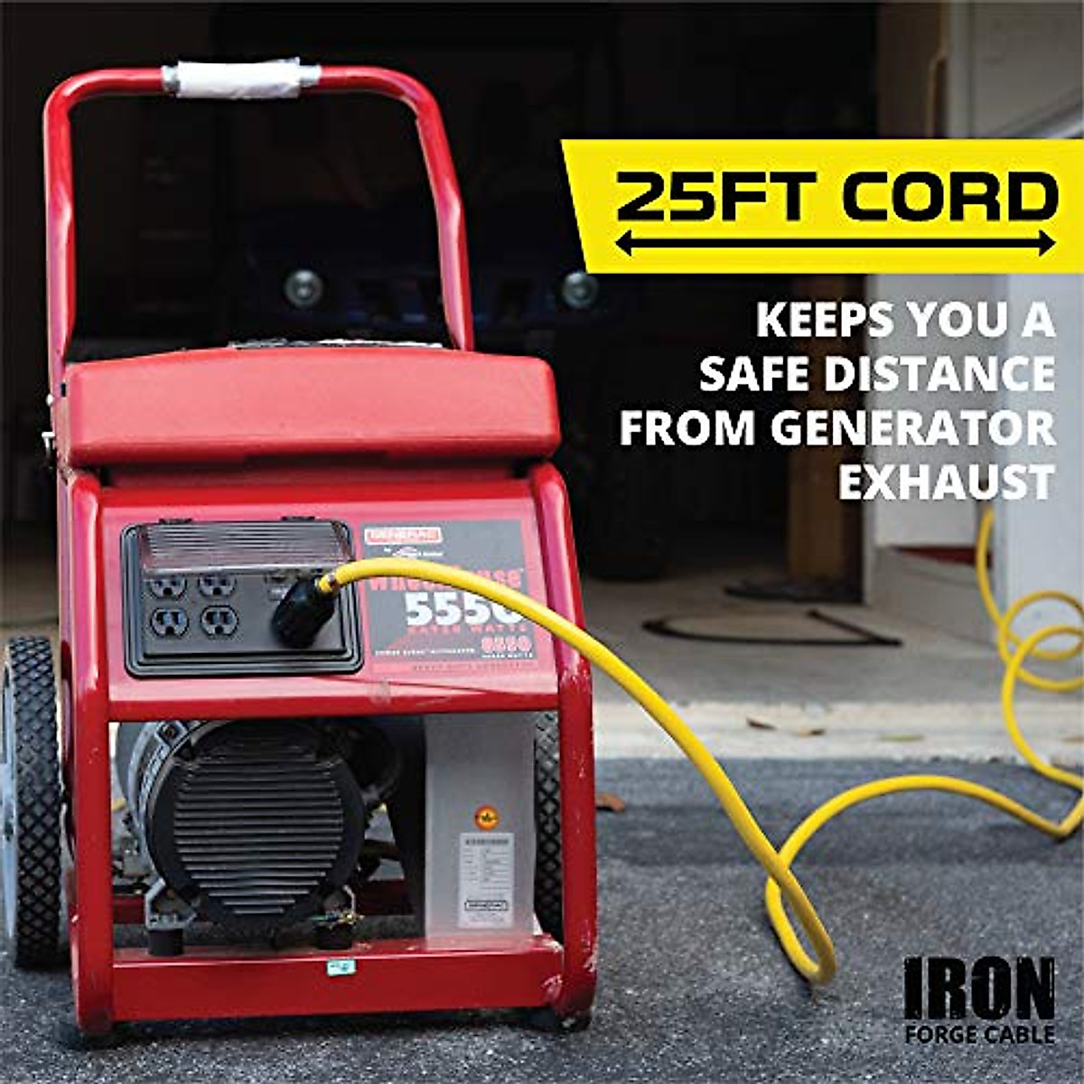 30 Amp Generator Cord - 25 Ft 4 Outlet Generator Power Cable with Organizer, L14-30, 10/4 SJTW, 125/250v, 7500 Watt