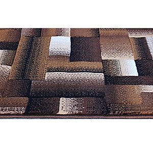 Masada Rugs, Modern Contemporary Runner Area Rug, Brown Black Beige (2 Feet X 7 Feet)