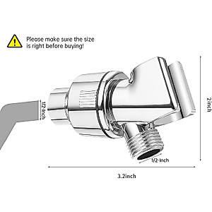Shower Arm Holder for Handheld Shower Head, Adjustable Mount Bracket, Shower arm Adapter with Swivel Ball, 1/2-Inch, Chrome, 0.5