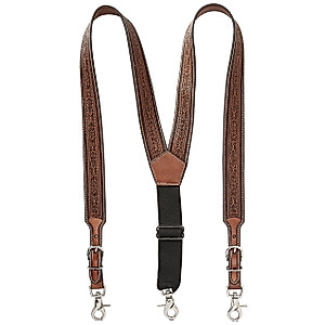 Nocona Belt Co. Men's Detail Tool Leather Suspender, tan, X-Large
