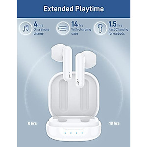 True Wireless Earbud 5.0 Bluetooth Headphones for iPhone 14 Pro Max,Touch Control Premium Stereo Sound Cordless in-Ear Earphones with Microphone Charging Case for iPhone 13 12 11 Samsung S23 Ultra S22