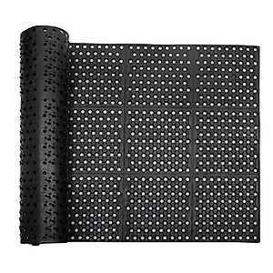 uyoyous Rubber Floor Mat with Drainage Holes 83"x35" Commercial Grade Grease Resistant Anti-Fatigue Rubber Floor Mat with Non-Slip Backing Heavy Duty Floor Mat for Industrial Kitchen