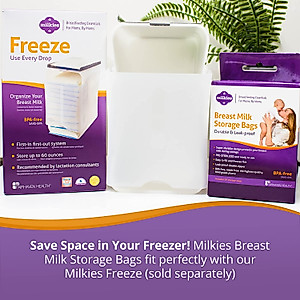 Fairhaven Health Milkies Breast Milk Storage Bags, 50 Count, Presterilized and BPA Free, No Leak and No Break, Easy to use, Freeze up to 6 Ounces