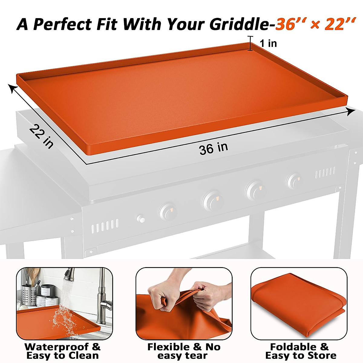 28 Inch Silicone Griddle Mat for Blackstone, Heavy Duty Food Grade Silicone Protective Griddle Cover Blackstone Griddle Accessories Heat & Cold Resistant, Prevent Rust&Dust