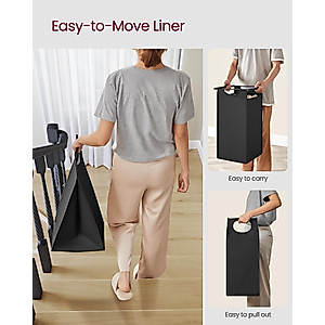 VASAGLE Laundry Hamper, Laundry Basket, 3 × 38L Laundry Sorter with 3 Bags, 1 Storage Shelf, Rustic Brown and Black UBLH301B01