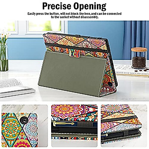 Retear Case for Amazon Kindle Fire HD 10 (ONLY fit 11th Generation 2021 Release) & Fire HD 10 Plus Tablet 10.1", Slim Folding Stand Cover with Auto Wake/Sleep & Hand Strap, Mandala Flower