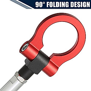 X AUTOHAUX Red Aluminum Alloy Round Front Rear Bumper Trailer Ring Eye Towing Tow Hook Screw for Hyundai Veloster 2012-2017