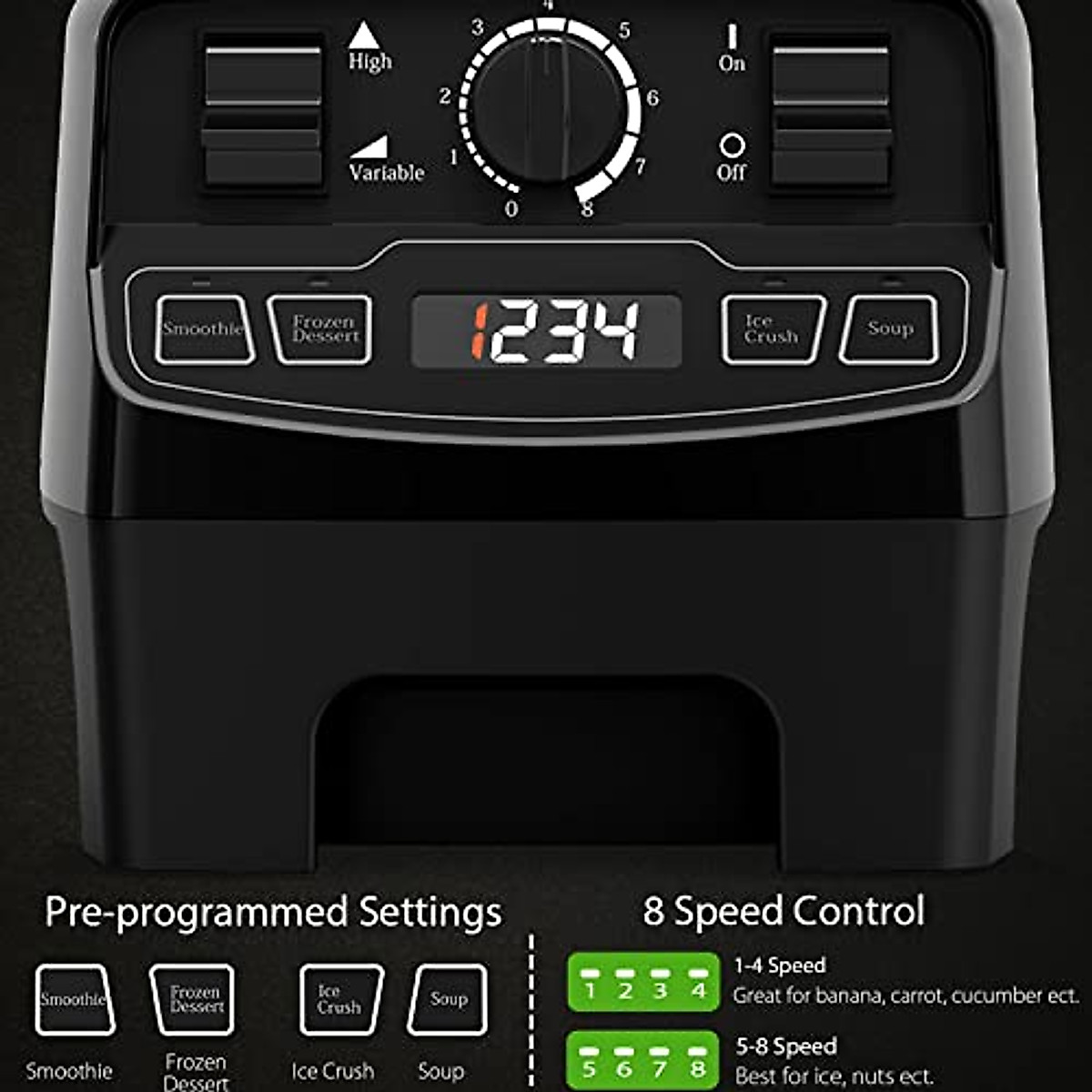 High-Powered 1450W Blender Smoothie Maker with Variable Speeds, Large Capacity Tritan Jar, 4 Preset Programs, Make Healthy Drinks & Meals Effortlessly