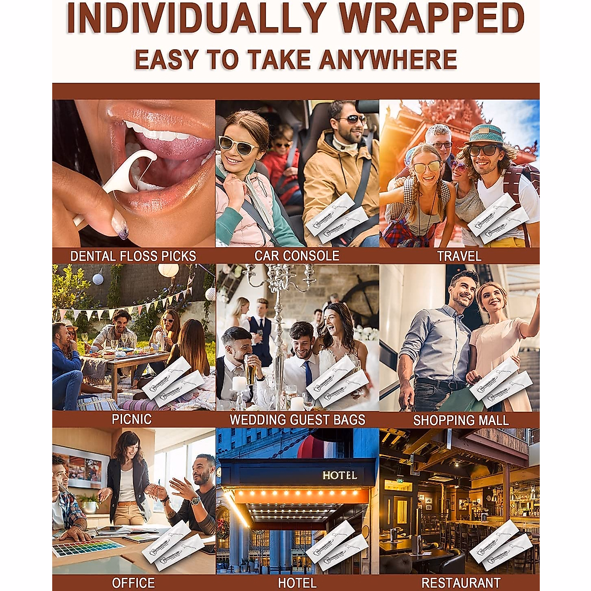 Dental Flossers Individually Wrapped, Dental Flossers, Floss Single Bag, Travel Dental Floss, Unflavored Floss Picks, Floss Sticks, Tooth Floss, Dental Picks Disposable 150 Count