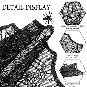Halloween Table Runner, Black Lace Spider Web Table Runner for Halloween Table Decor, 18 X 72 Inch Halloween Lace Table Runner for Halloween Table Decoration Kitchen Indoor Halloween Decoration