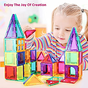 PLUMIA Magnetic Tiles STEM Educational Toys Magnets for Kids 3D Magnetic Blocks for Toddlers Creativity Gifts Toys for 3 4 5 6 Year Old Boys and Girls