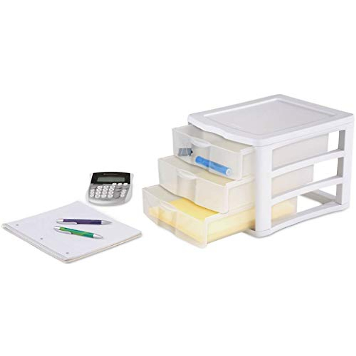 Sterilite 17918004 Compact Portable 3 Storage Drawer Organizer Cabinet (2 Pack)