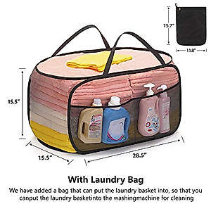 TENRAI Strong Mesh Horizontal Pop Up Laundry Hamper, Easy to Carry Up and Down Stairs. Extra Large Opening Laundry Basket, Easy to Put Clothes in. Use Waterproof and Dustproof Cloth at The Bottom.