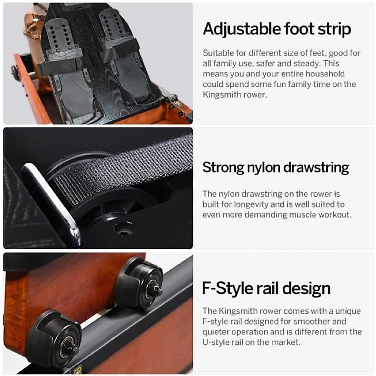 KINGSMITH WR1 Foldable Water Rowing Machine Patented 3-Fold Technology, Full Body Workout, Low-Impact, Digital Display