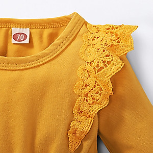 Baby Girl Dresses Newborn Girl Clothes Cotton Long Sleeve Dress Floral Romper Skirt Winter Baby Girl Outifts 3-6 Months Yellow