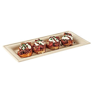 Restaurantware Pulp Safe No PFAS Added 10 x 5.1 Inch Rectangle Plates 100 Disposable Plates - Home Compostable Microwavable And Freezable Bagasse Plates For Hot And Cold Foods
