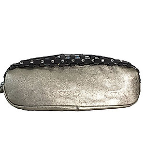 Zzfab Sparkle Rhinestone Suede Hobo Handbag Pewter