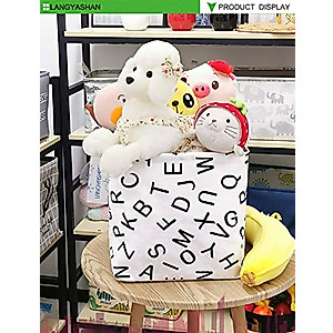 LANGYASHAN Square Storage Baskets Waterproof Canvas Children Laundry Nursery Hamper for Shelves Gift Baskets Toy Organizer Room Decor (Square alphabet)