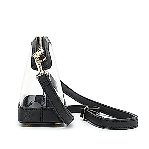 LOXOMU Clear Purses for Women Stadium, Chic Small Clear Evening Bag, Cute See Through Clear Stadium Purse for Concerts Sports Wedding (Black)