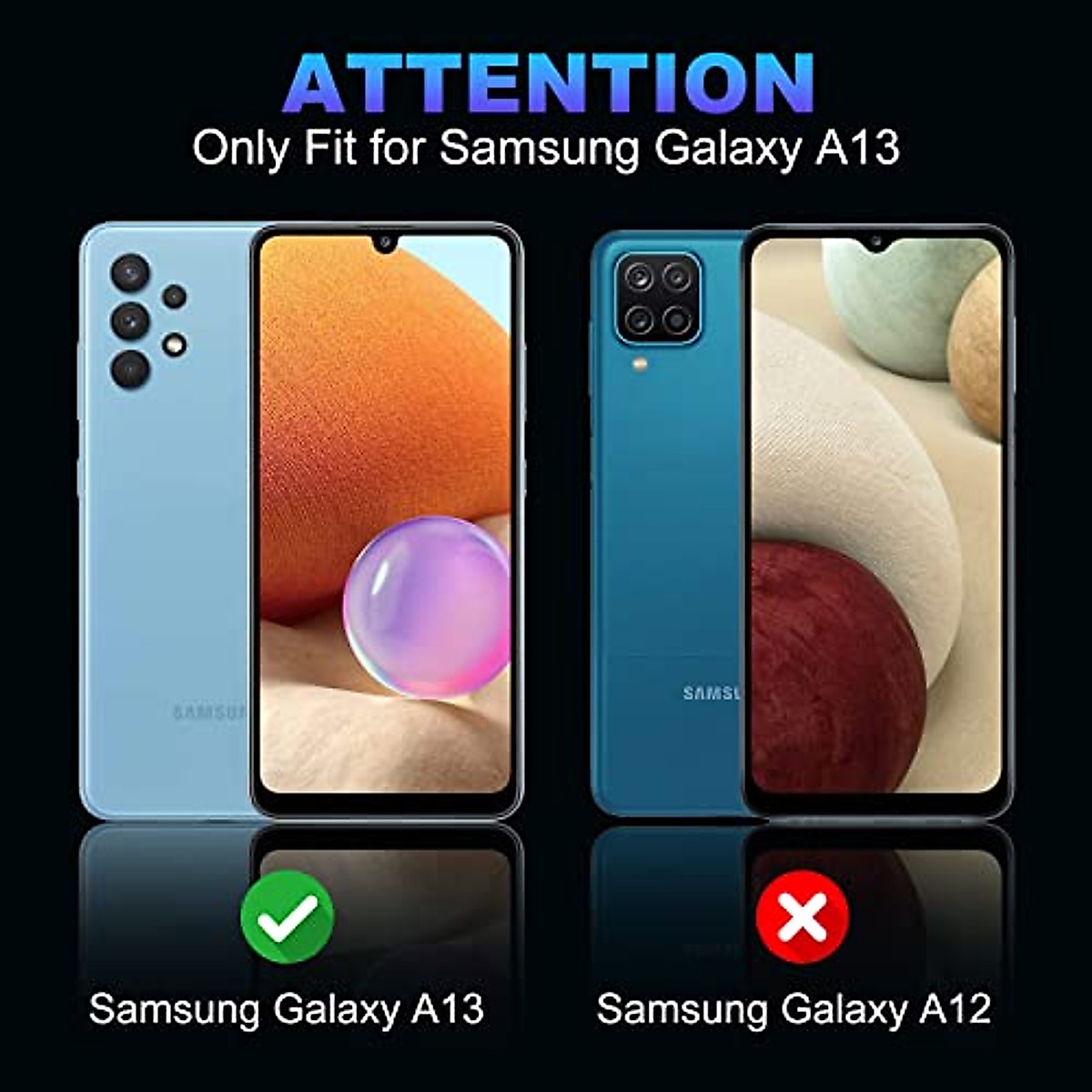 TQLGY 3 Pack Screen Protector for Samsung Galaxy A13 5G / 4G / LTE with 3 Pack Camera Lens Protector, Tempered Glass Film, 9H Hardness - HD - Bubble Free - Anti-Scratch - Easy Installation