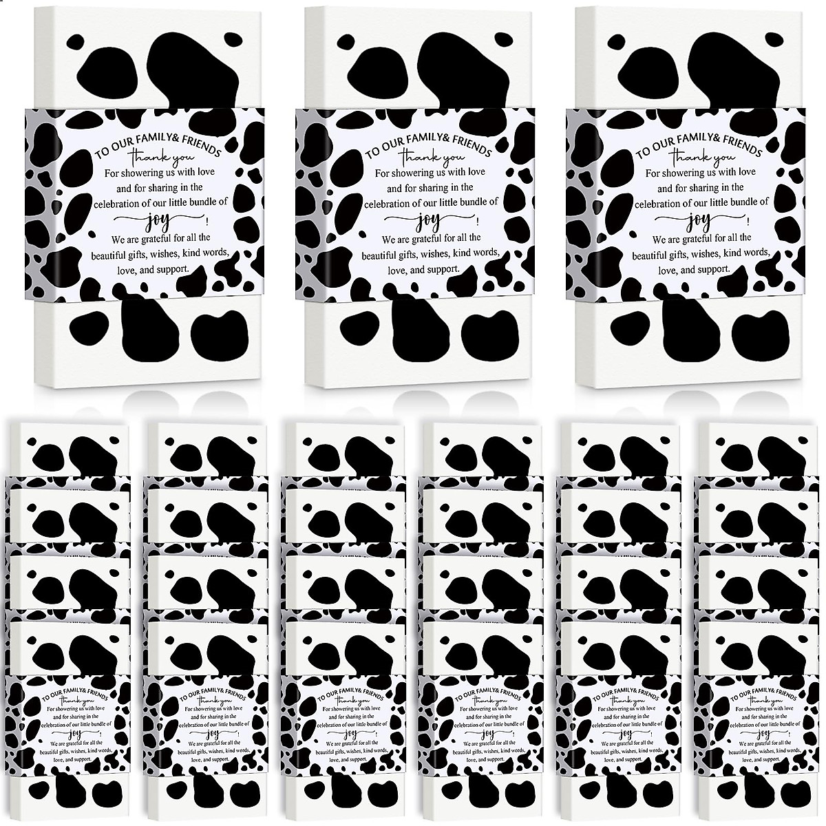 Dimsile 50 Pcs Cow Theme Soap Bar Dairy Cow Pattern Soap with Thank You Cards for Guests Glycerine Handmade Bath Soaps Animals Soap Favors Girl Boy Birthday Baby Shower Favors Bulk for Guest