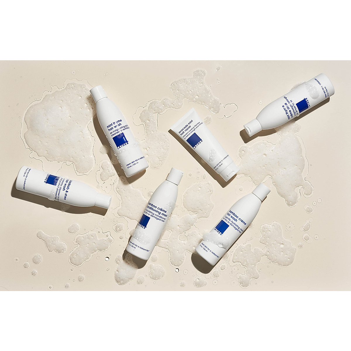 LATHER Bamboo Crème Shampoo - Lightweight & Non-Greasy Hair Wash Formula - Nourishing & Hydrating Shampoo for Dry or Damaged Hair - Sulfate Free - 8 Fl Oz Bottle