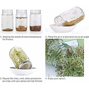 Mason Jar Canning Sealing Shaker Strainer Lid 316 Stainless Steel Wide Mouth Sprouting Lids Screen Mesh Strainer Lid for Salad Sprouts Alfalfa Broccoli Seeds Sprouter Kit Rust-Proof