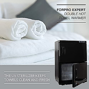 ForPro Expert Double Hot Towel Warmer, 46L Extra Large Capacity, Holds 48 Towels, Rust Resistant Towel Heater with Stainless Steel Racks, 25.5” H x 17.75” W x 11” D, Black