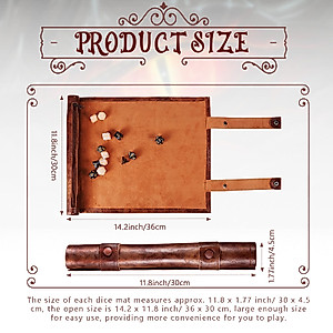 Dice Tray Dice Mat Folding Rolling Mat Dice Scroll Leather Dice Holder Bag Storage Box Compatible with DND RPG Table Game Dice (Brown,1 Piece)