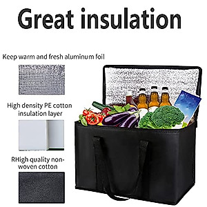lihsong Storage Bag Insulated Grocery Bag Reusable Portable Shopping Cooler Food Transport Carrier Oxford Cloth 10L (Black)
