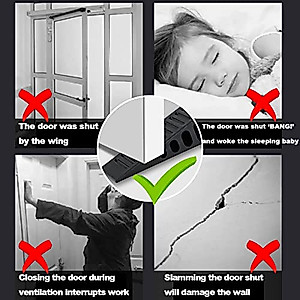 XQDWX Rubber Door Stopper, Anti-silp Soft TPR Sturdy Stackable Door Stop Wadge for Bottom of Heavy Duty Door on Multi Floor Carpet Concrete Tile Wood, Black, 205DS-BL